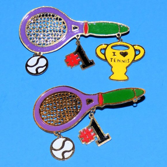 DM 1998 | Jewelry | Vintage Tennis Brooch Pin Sports Ball Racquet ...